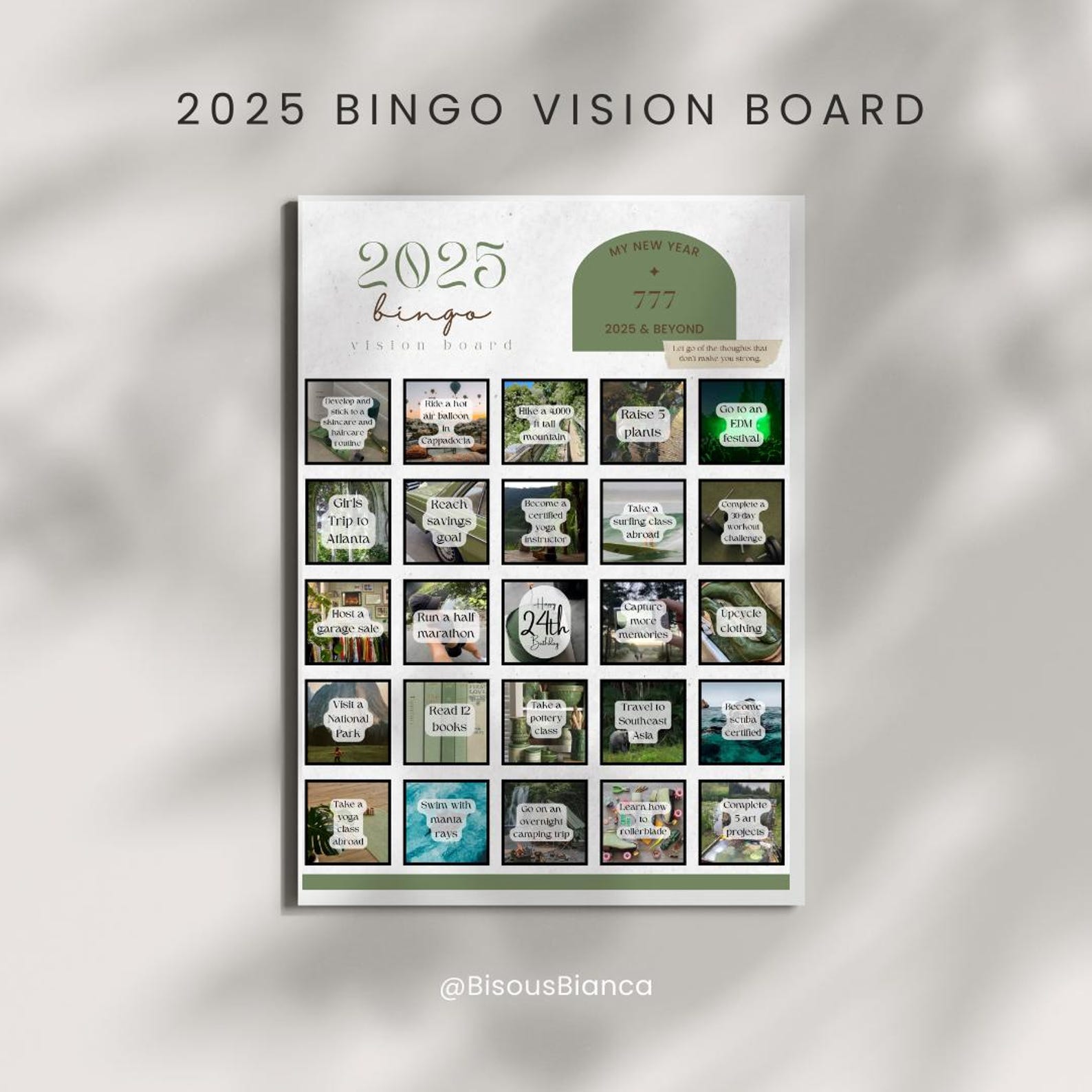 2025 Vision Board Template - Printable Bingo Style, Goal Setting ...