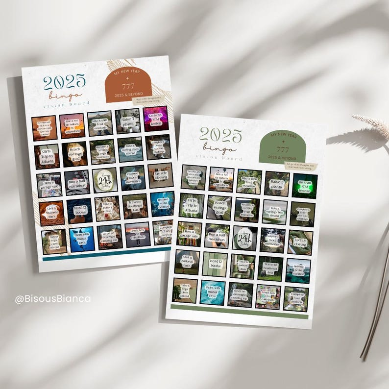 2025 Vision Board Template - Printable Bingo Style, Goal Setting ...