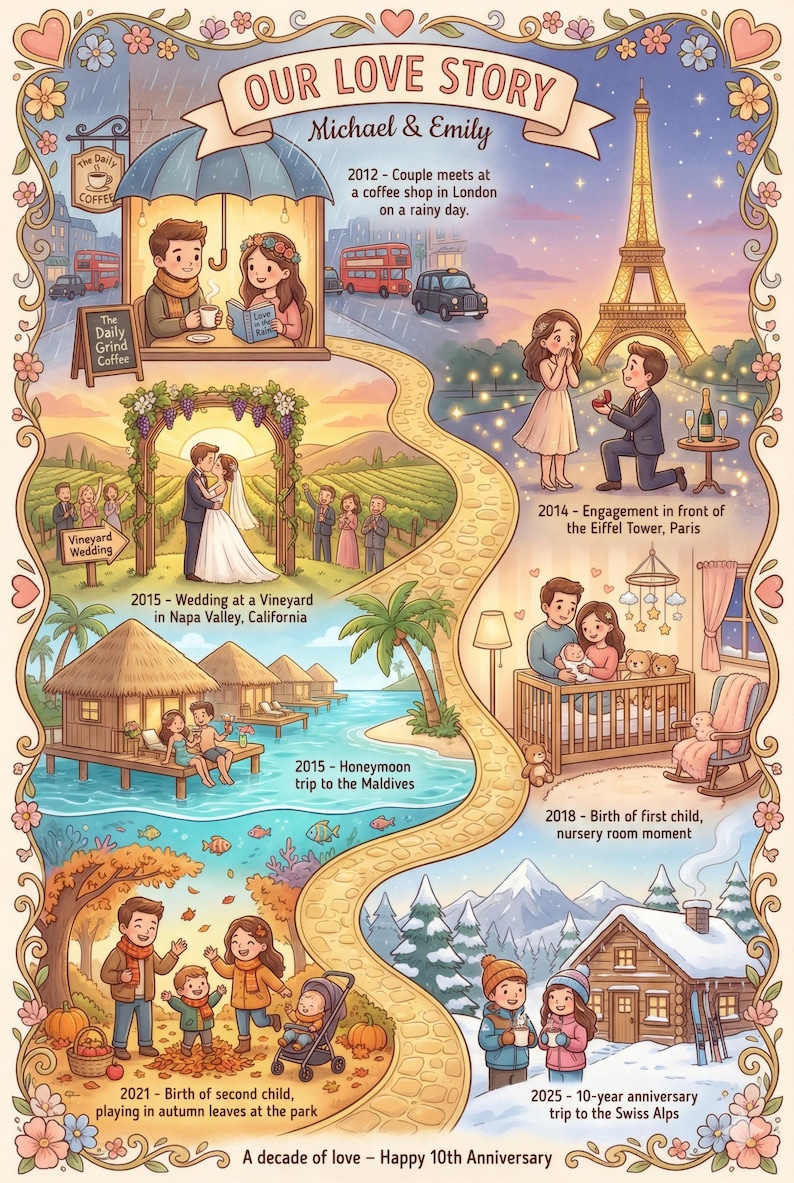 Custom Love Story Map Timeline, Personalized Relationship Art (digital ...