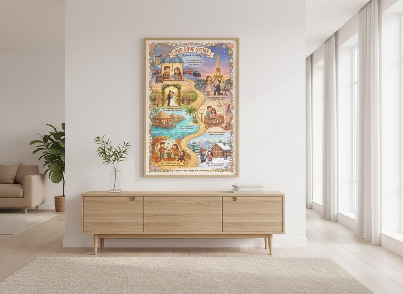 Where We Met Map, Custom Couple Portrait Illustration, Valentines Day ...