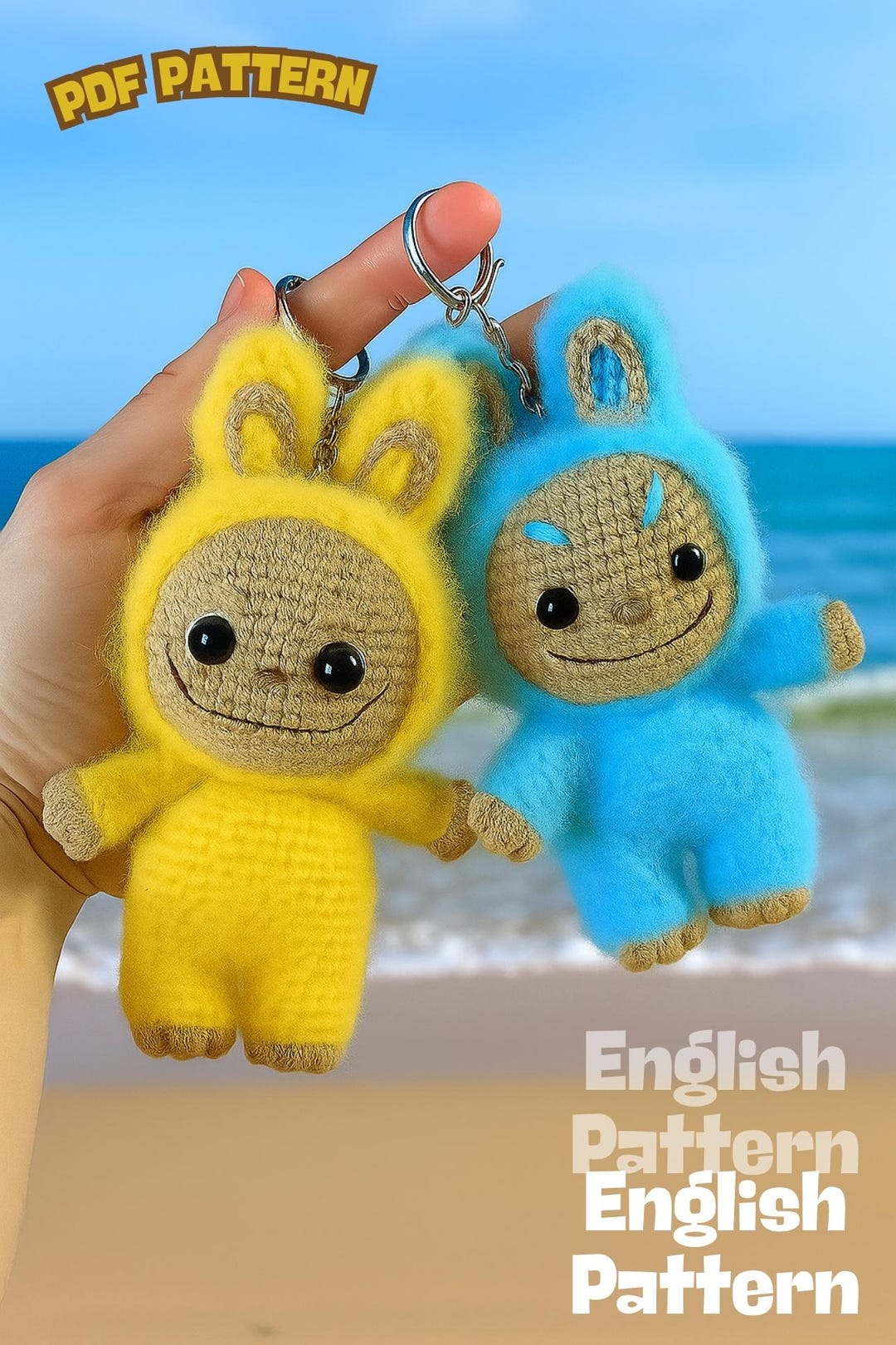 Labubu Crochet Pattern, Amigurumi Labubu Crochet and Keychain 2 Pieces ...