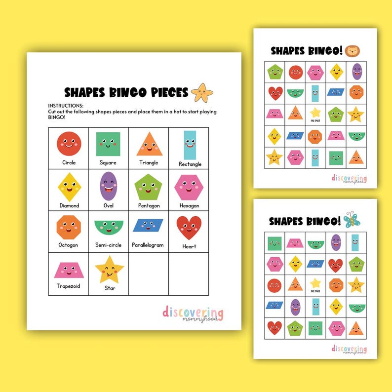 Shapes Bingo for Kids to Learn About Shapes Bingo Cards - Etsy