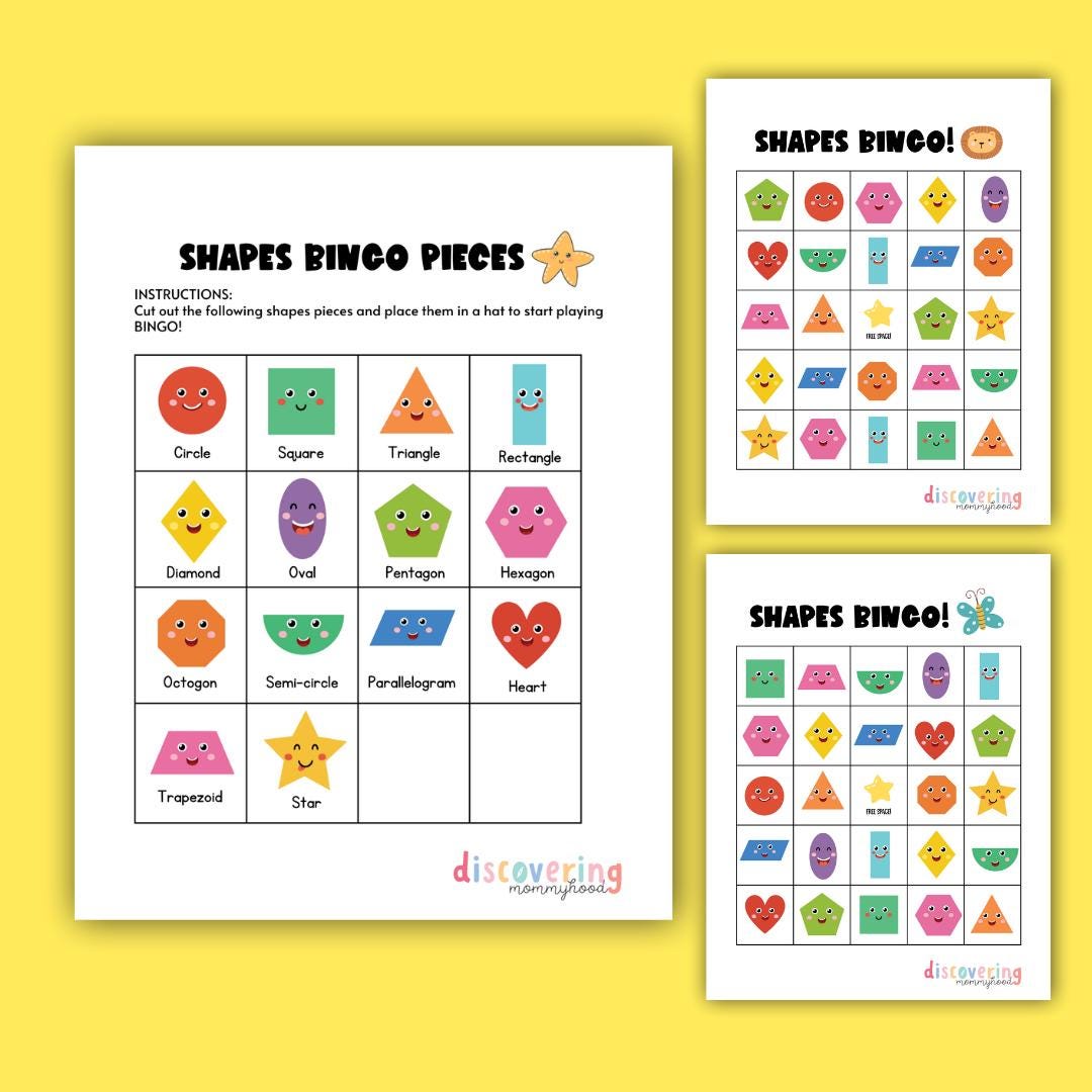 Shapes Bingo for Kids: Printable Learning Game (digital Download) - Etsy