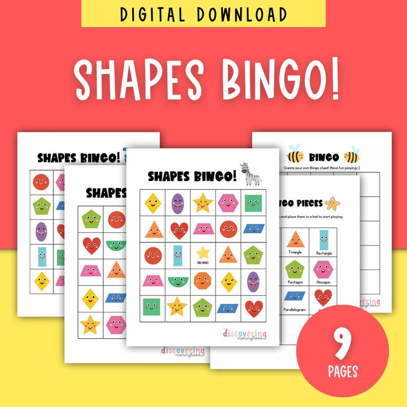 Shapes Bingo for Kids: Printable Learning Game (digital Download) - Etsy