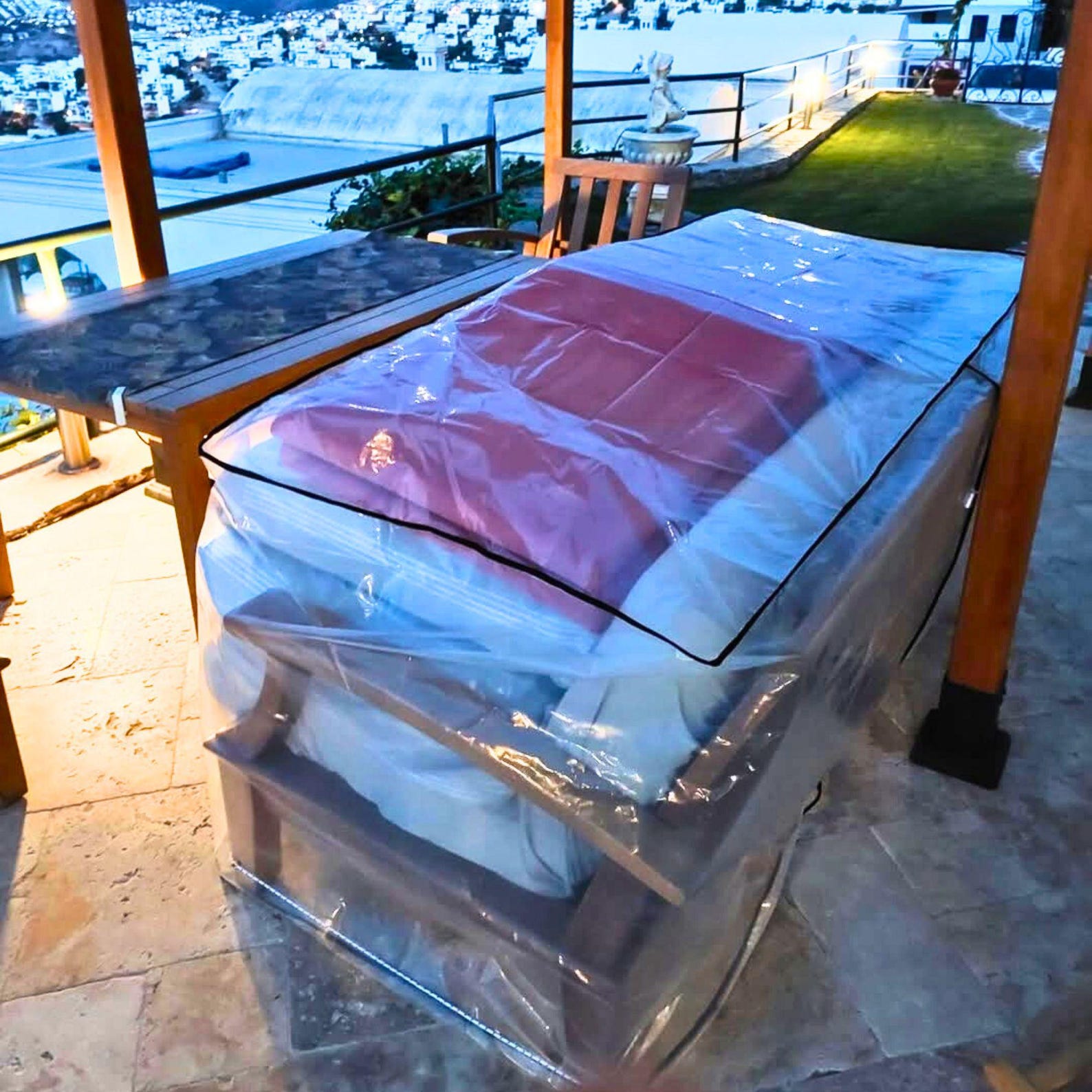 3 Seater Outdoor Sofa Cover Waterproof Clear - UV Protected Patio ...