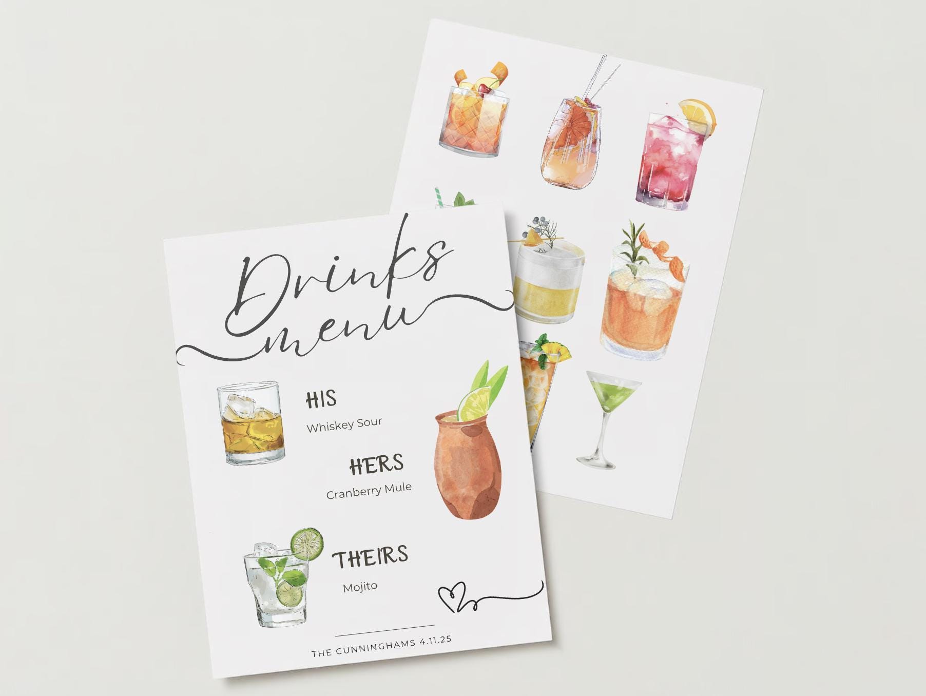 Wedding Reception, Engagement Party Drink Menu - Etsy