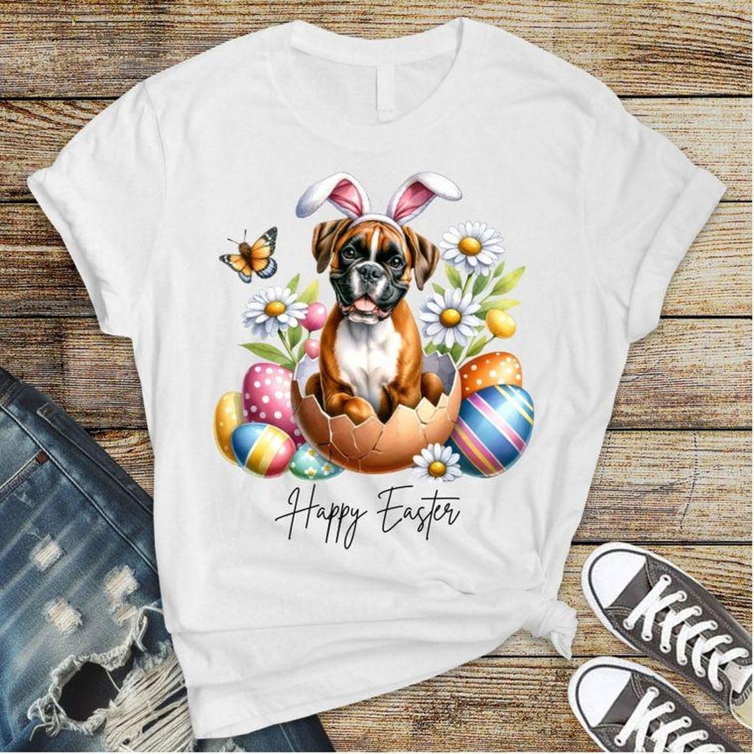 Boxer Dog Easter PNG, Cute Puppy, Easter Egg Floral Design, Sublimation ...