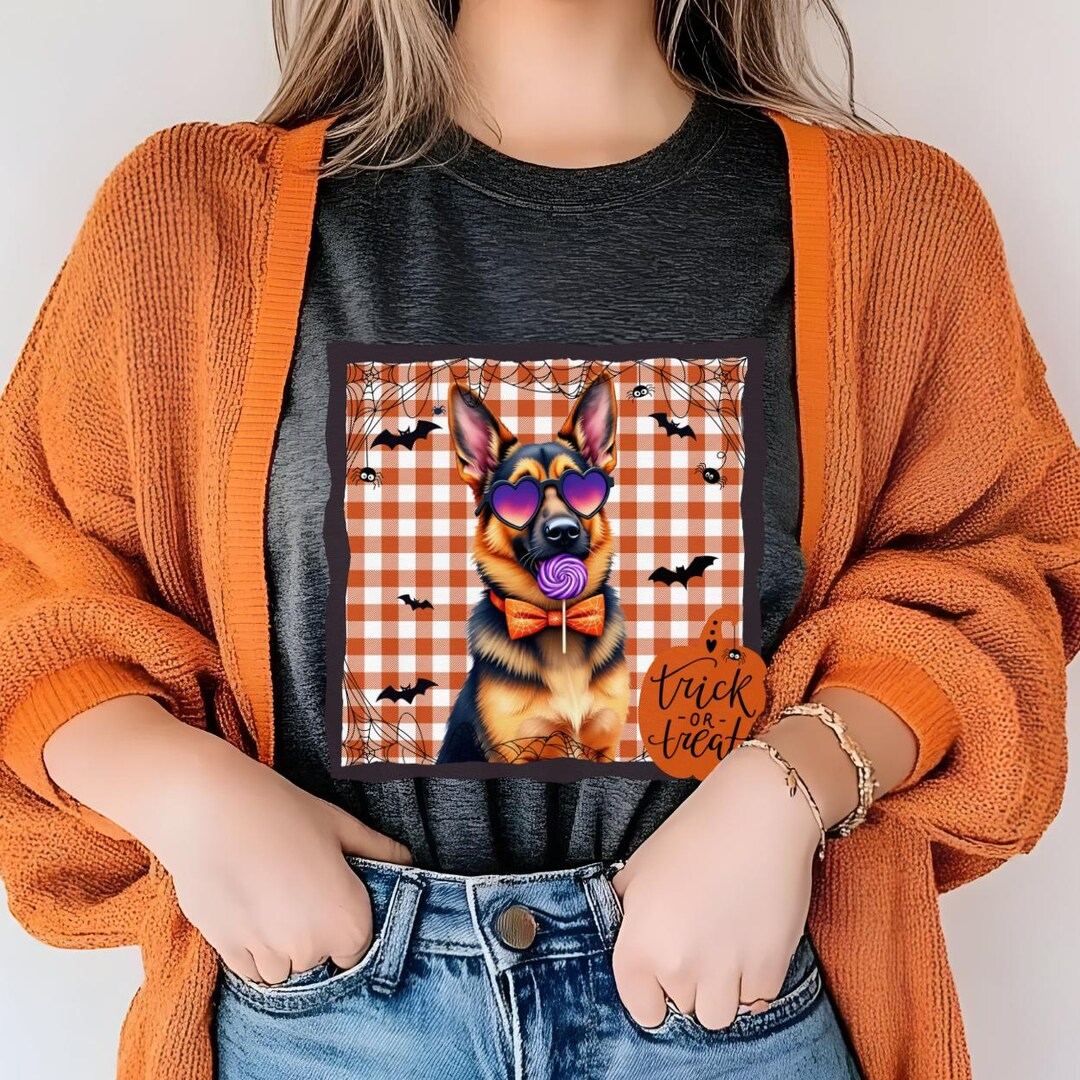 Halloween German Shepherd PNG, Checkered Fall Dog Clipart, Cute Trick ...