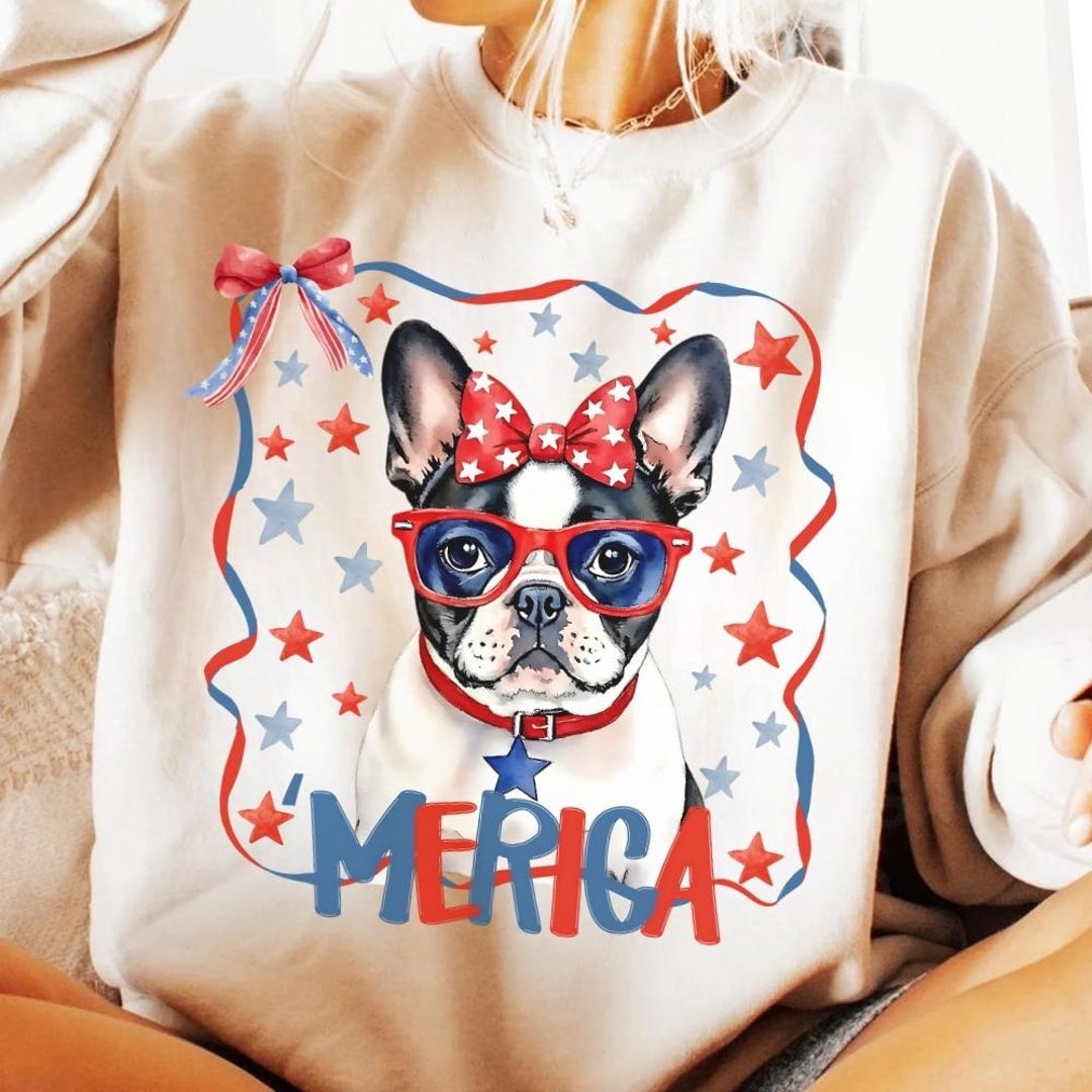 4th of July Patriotic French Bulldog Clipart Png, Cute Fourth of July ...