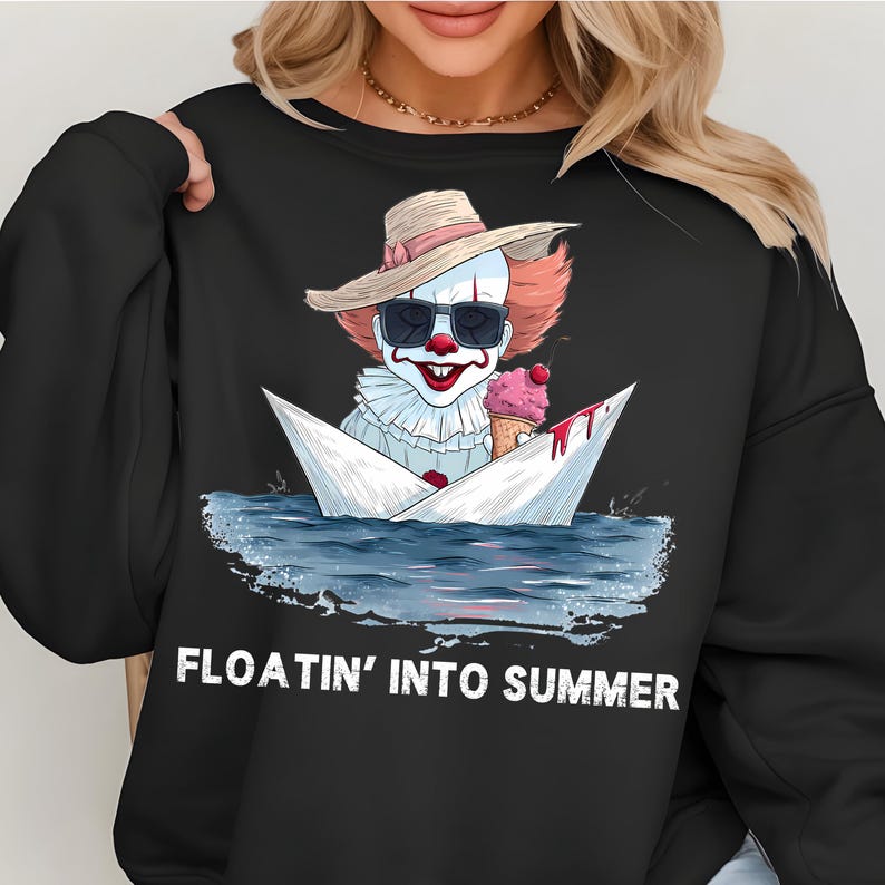 Creepy Summerween Clown PNG | Horror Boat Ice Cream Graphic | Floatin ...