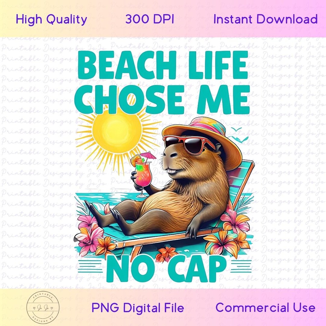 Capybara Summer PNG, Summer Sublimation, Funny Capybara Beach Life Png ...