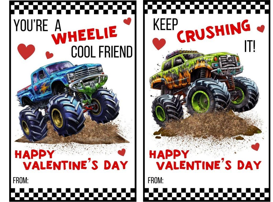 Monster Truck Kids Valentine Cards Printable - Etsy
