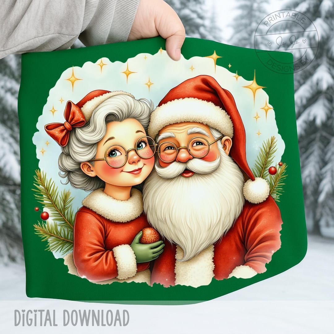 Santa and Mrs Claus PNG – Retro Christmas Clipart for Holiday Crafts - Etsy