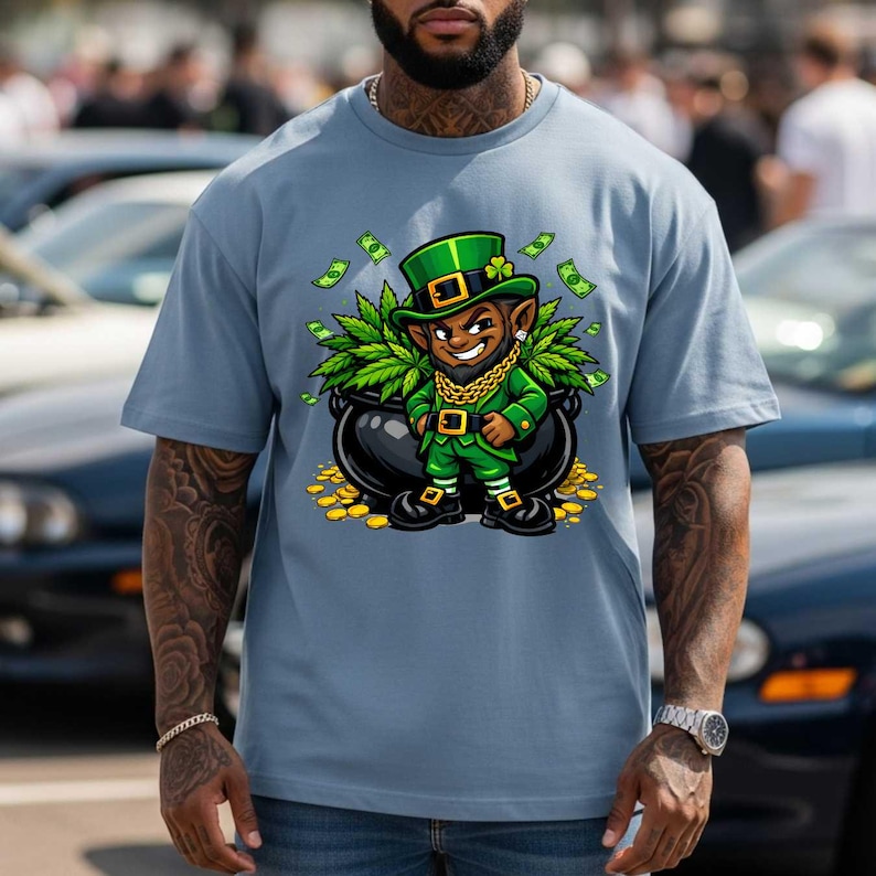 420 Funny Weed St Patricks Day Graphic Tee, Lucky Leprechaun T Shirt ...