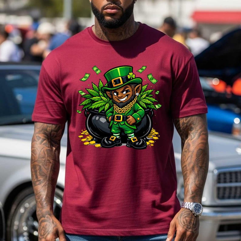 420 Funny Weed St Patricks Day Graphic Tee, Lucky Leprechaun T Shirt ...