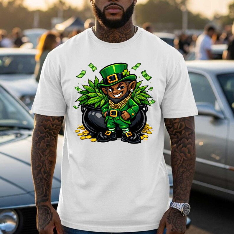 420 Funny Weed St Patricks Day Graphic Tee, Lucky Leprechaun T Shirt ...