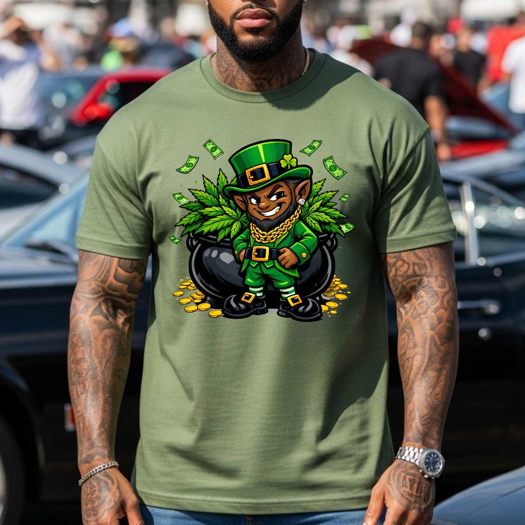 420 Funny Weed St Patricks Day Graphic Tee, Lucky Leprechaun T Shirt ...