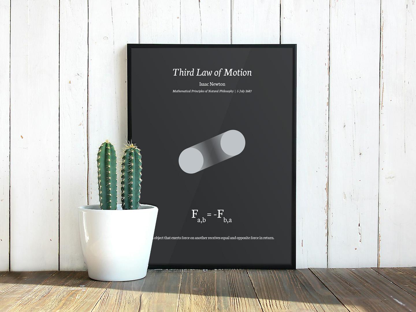 Physics Math Science Equation Print - Newton's Third Law of Motion ...