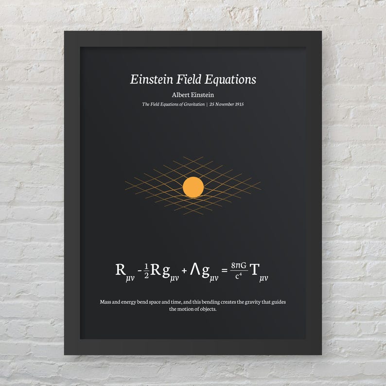 Physics Math Science Equation Print - Einstein Field Equations - Modern Minimalist Room Decor ...