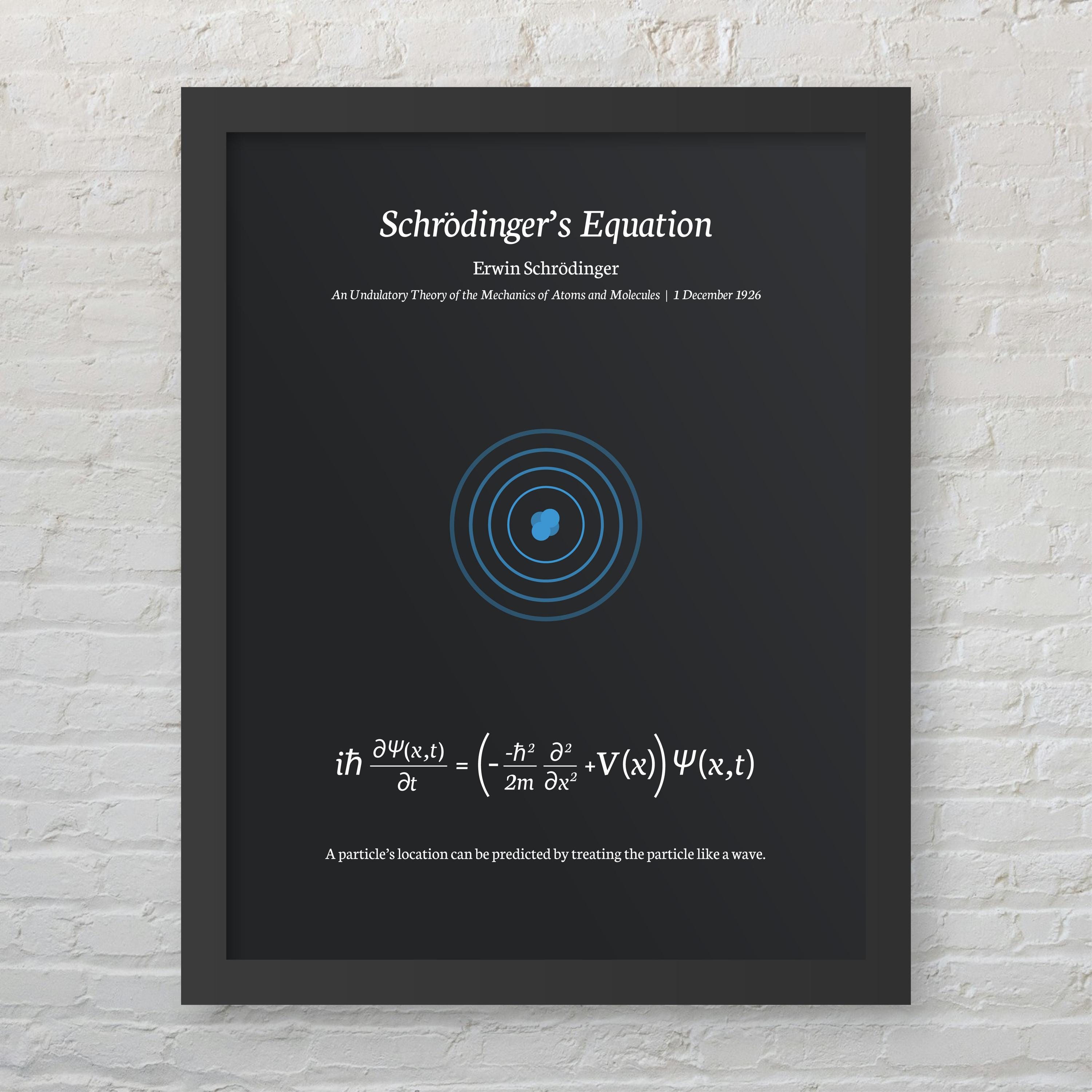 Physics Math Science Equation Print - Schrodinger's Equation - Modern ...