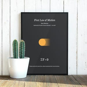 Physics Math Science Equation Print - Newton's First Law of Motion ...