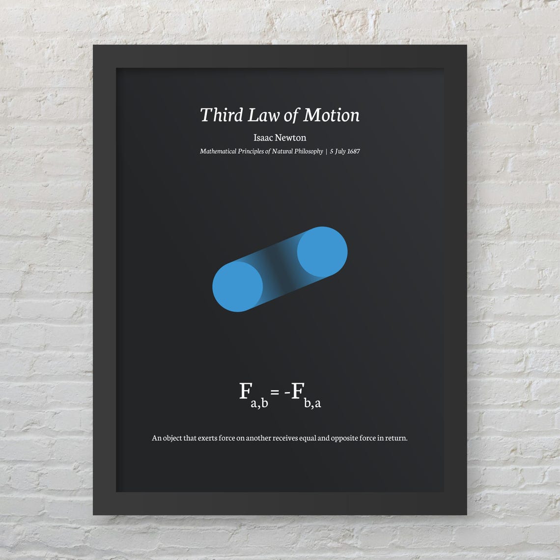 Physics Math Science Equation Print - Newton's Third Law of Motion ...
