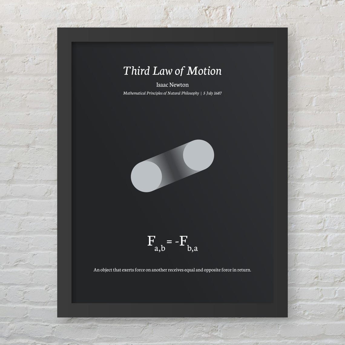 Physics Math Science Equation Print - Newton's Third Law of Motion ...