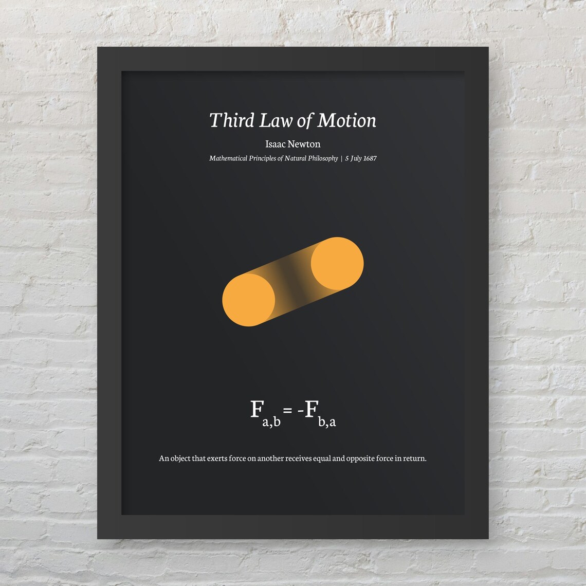 Physics Math Science Equation Print - Newton's Third Law of Motion ...