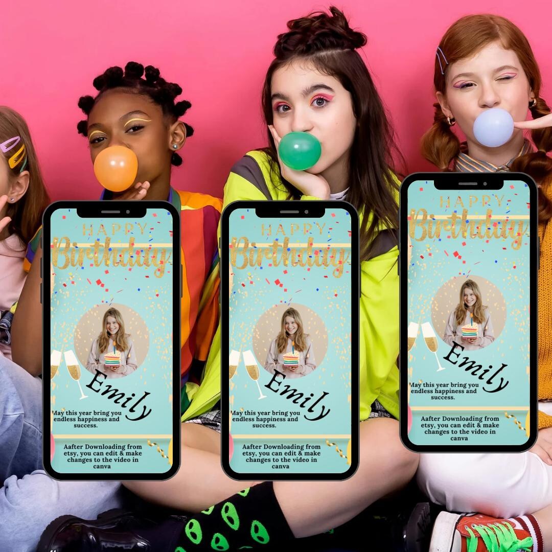 Happy Birthday E-card Editable Birthday Video, Birthday Celebration ...