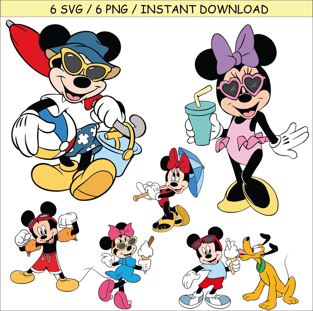 Mickey and Minnie Summer SVG PNG Files (instant Download) - Etsy