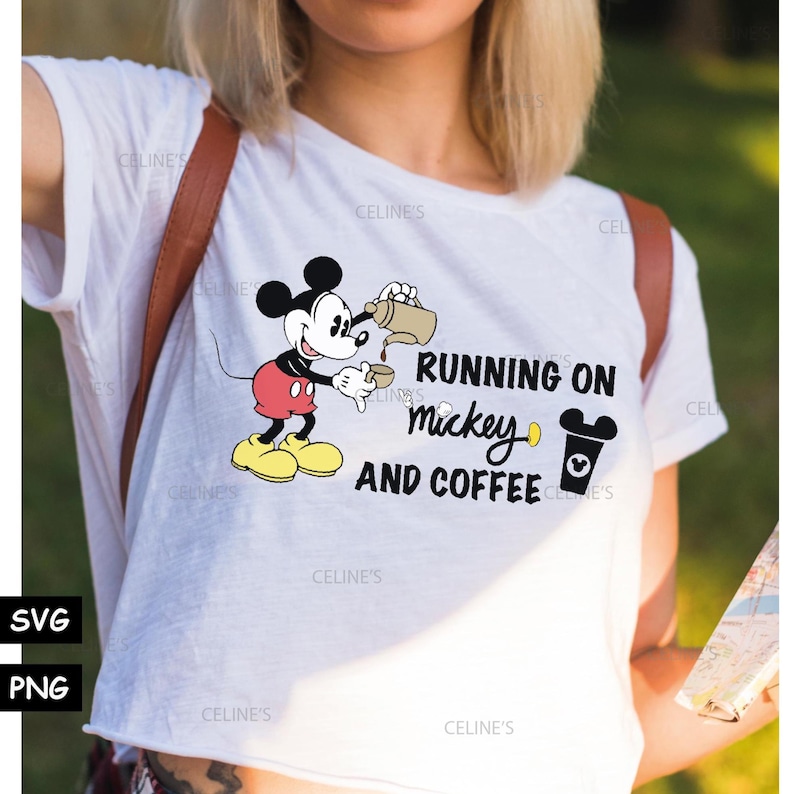 Running on Mickey and Coffee PNG File, Mickey PNG, Coffee Lover, Mickey ...