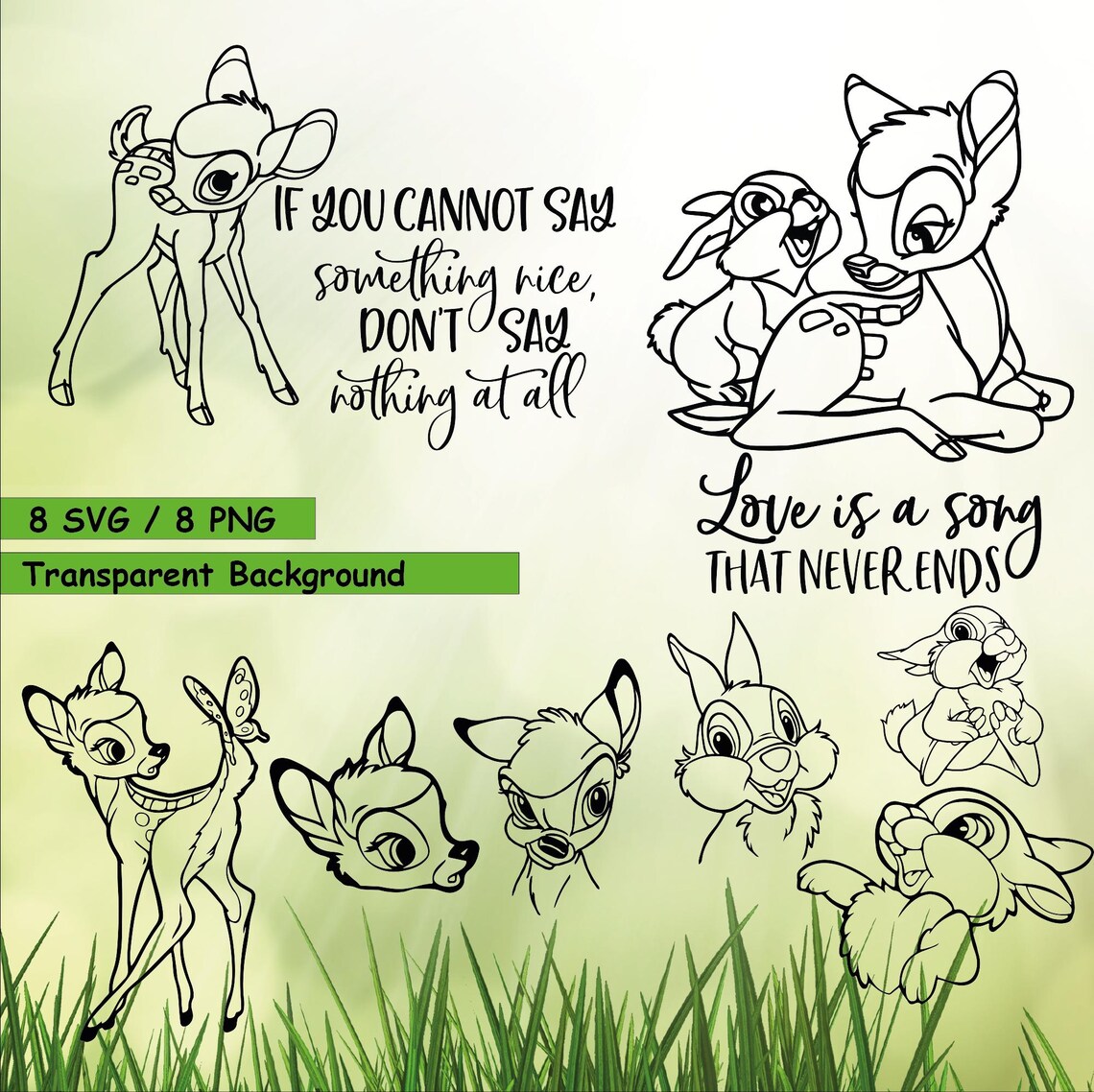 Bambi, Bambi Clipart, Bambi Deer, Thumper Rabbit Clipart, Bambi Outline ...