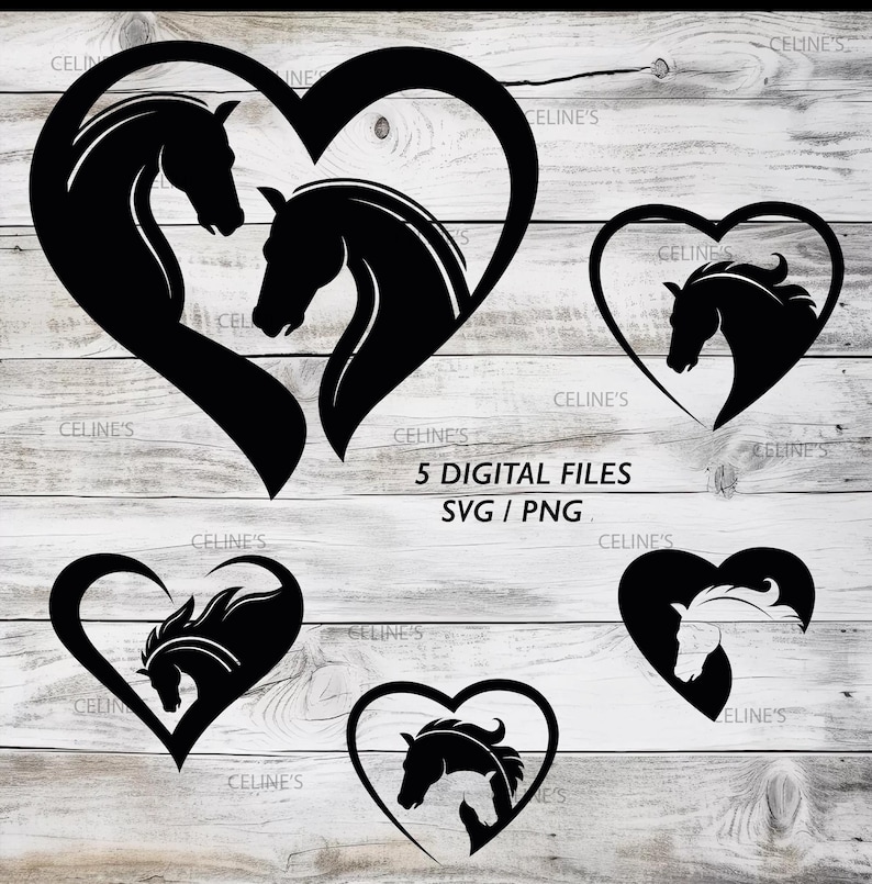 Corazón de caballo SVG y PNG, siluetas de caballos, contorno de caballo ...