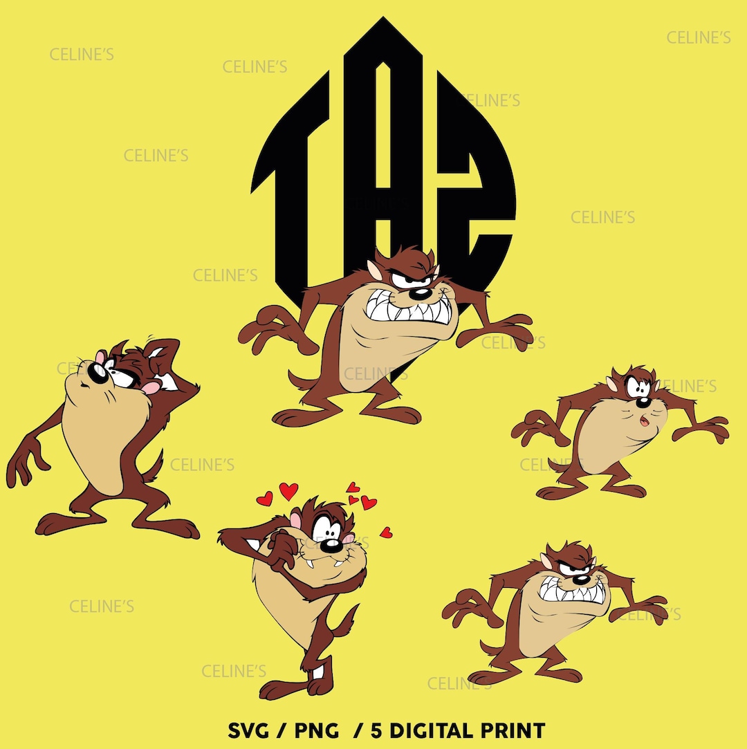 Taz SVG, Tasmanian Devil Clipart (5 SVG & PNG) - Etsy