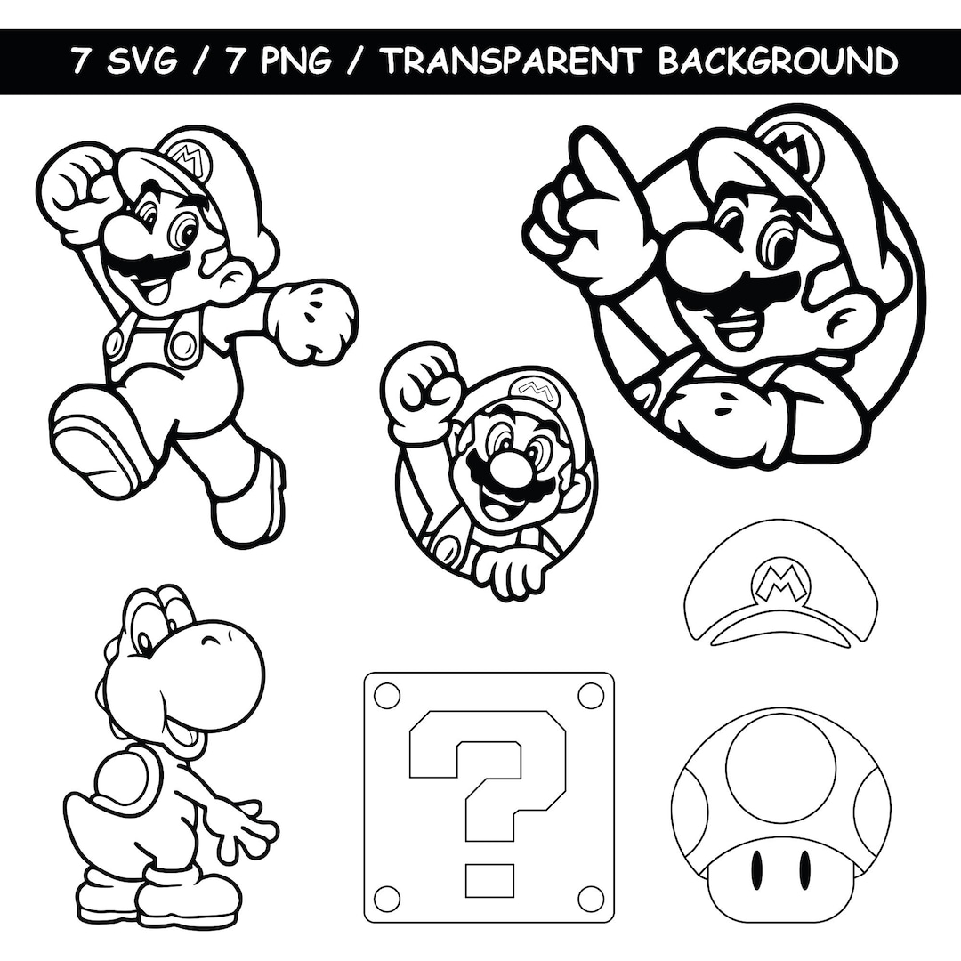 Mario SVG and PNG Files - Transparent Background, Instant Download ...