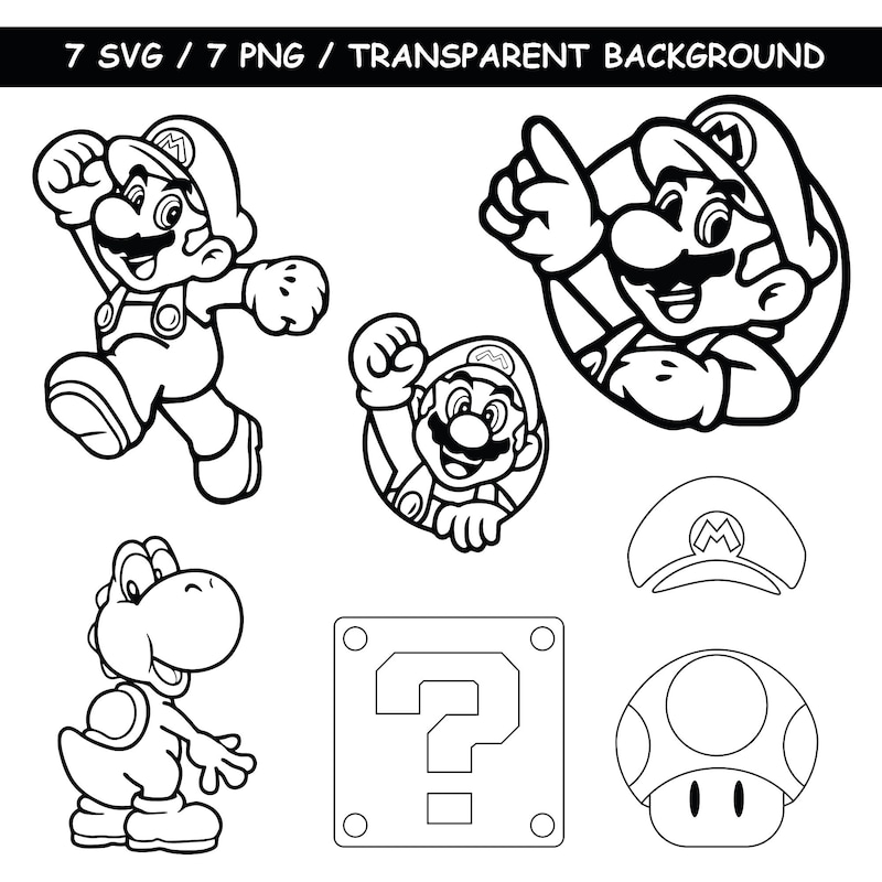 Super Mario Outline - Etsy