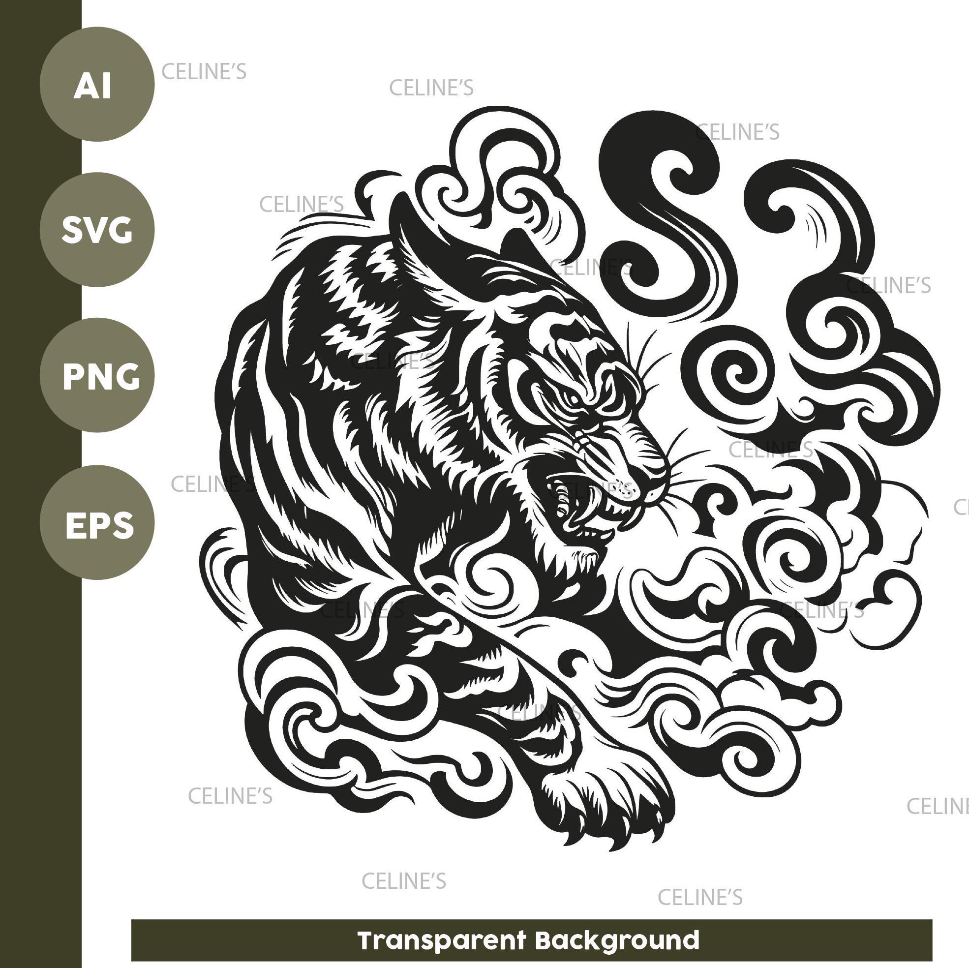Tiger - Svg, Png, Eps, Ai Files, Instant Download, Transparent ...