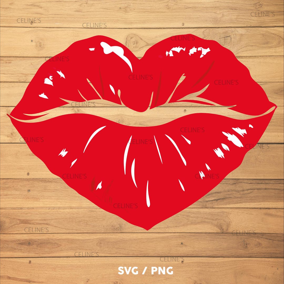Lips Heart - Kissy Lips - Lipstick, Kiss - SVG & PNG Files, Instant ...