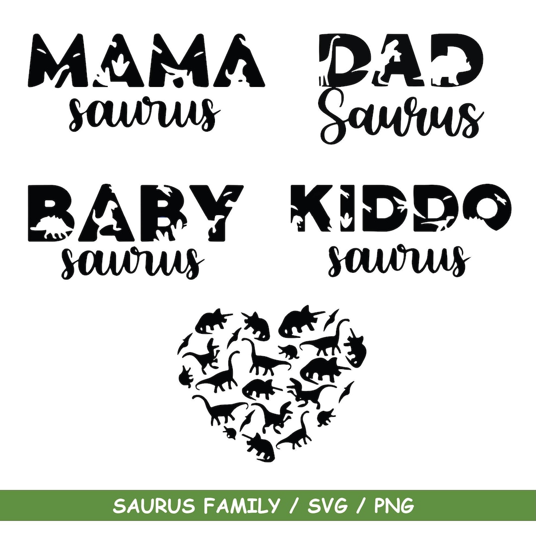 Mama Saurus, Dad Saurus, Kiddo Saurus, Baby Saurus, Matching Family ...