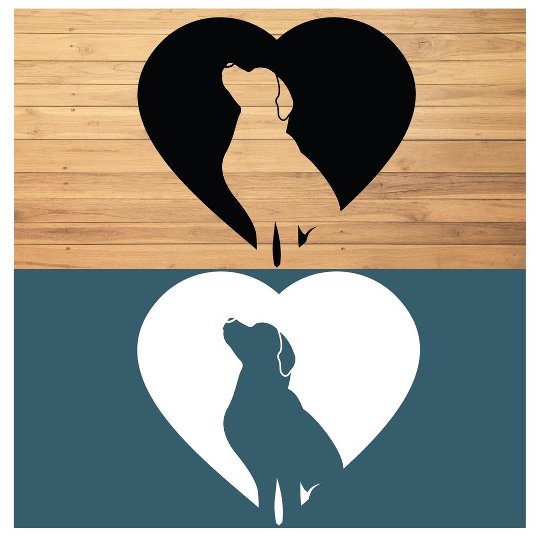 Dog Love, Love Dog Outline, Dog Heart - SVG & PNG Files - Instant ...
