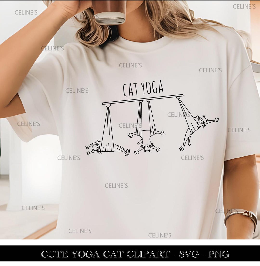 Funny Yoga Cat - SVG & PNG Files - Transparent Background - Instant ...