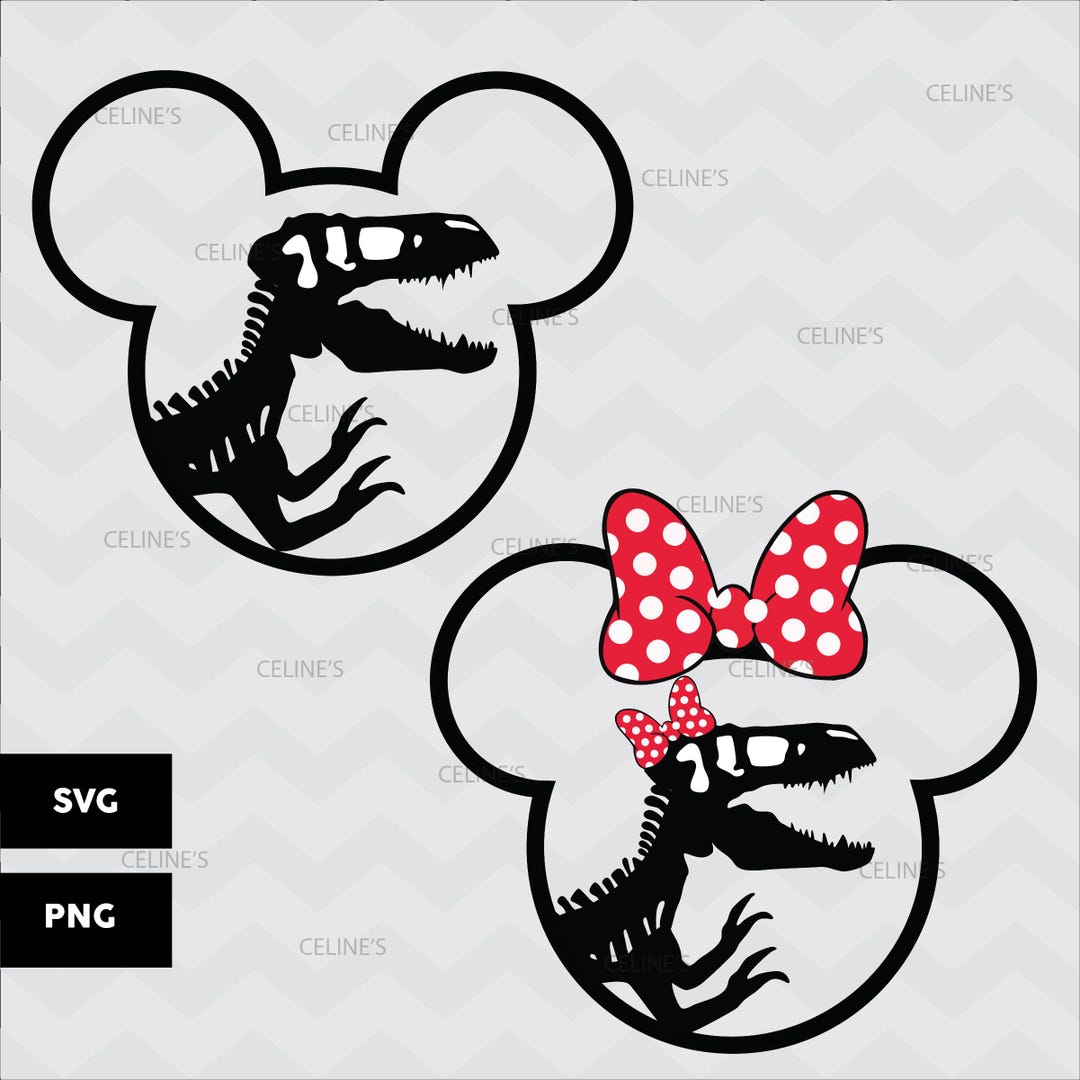 Mickey and Minnie Head With Dinosaur, Mickey Dinosaur, Minnie Dinosaur ...