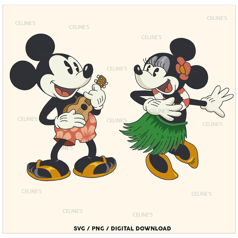 Vintage Mickey and Minnie Summer SVG – Hawaiian Vacation PNG (digital ...
