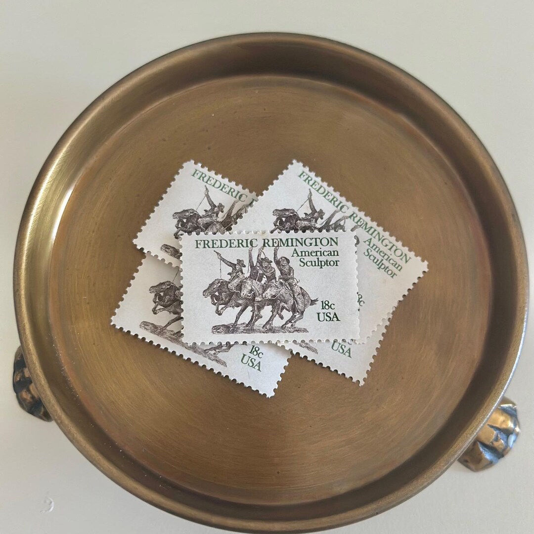Frederic Remington Vintage Stamp // Brown & Green // 18 Cents // 1981 ...