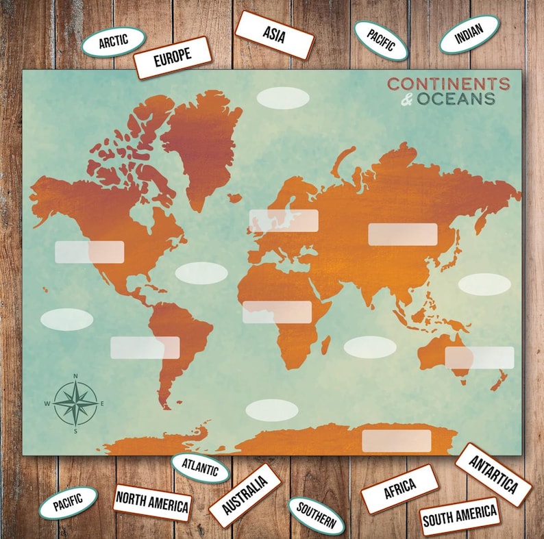 World Map Educational Printable: Continents & Oceans Activity (PDF) - Etsy