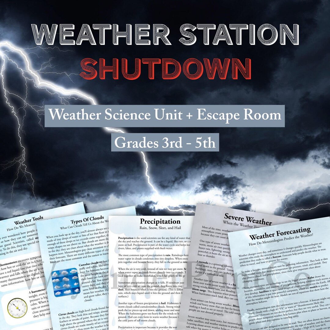 Weather Science Unit and Escape Room | Printable Weather Station ...