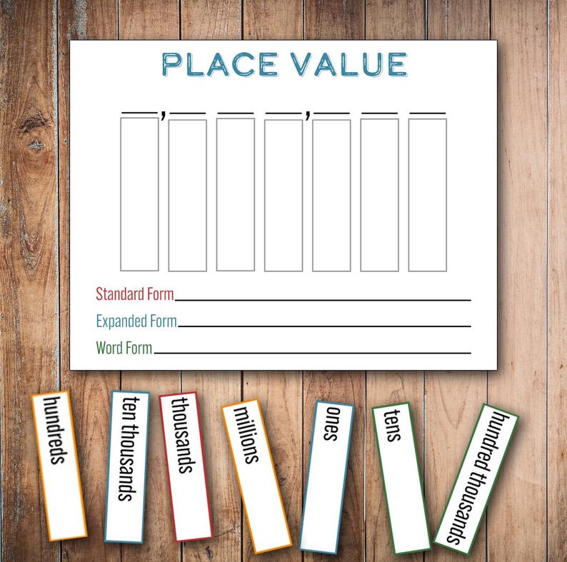 Hoja de trabajo de valor posicional hasta un millón: forma estándar ...