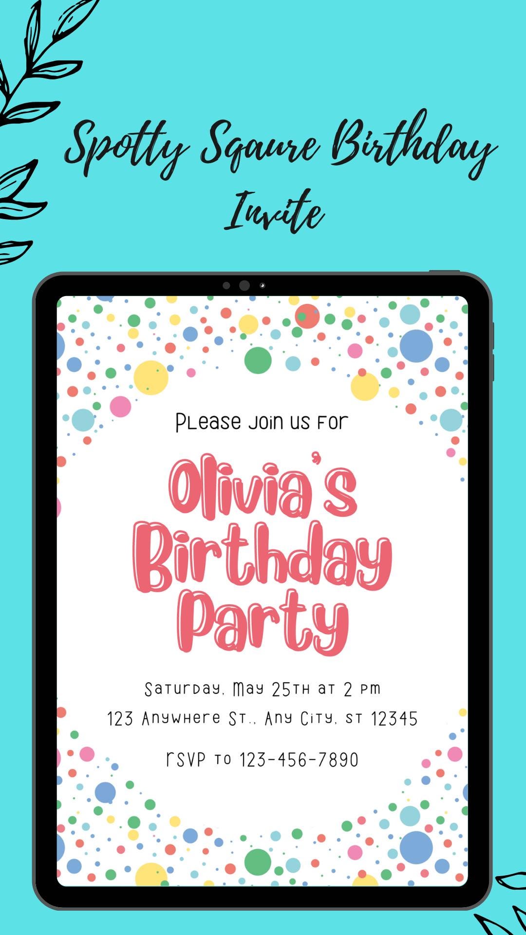 Spotty Fun: A Square Event Invitation! Digital Download - Etsy