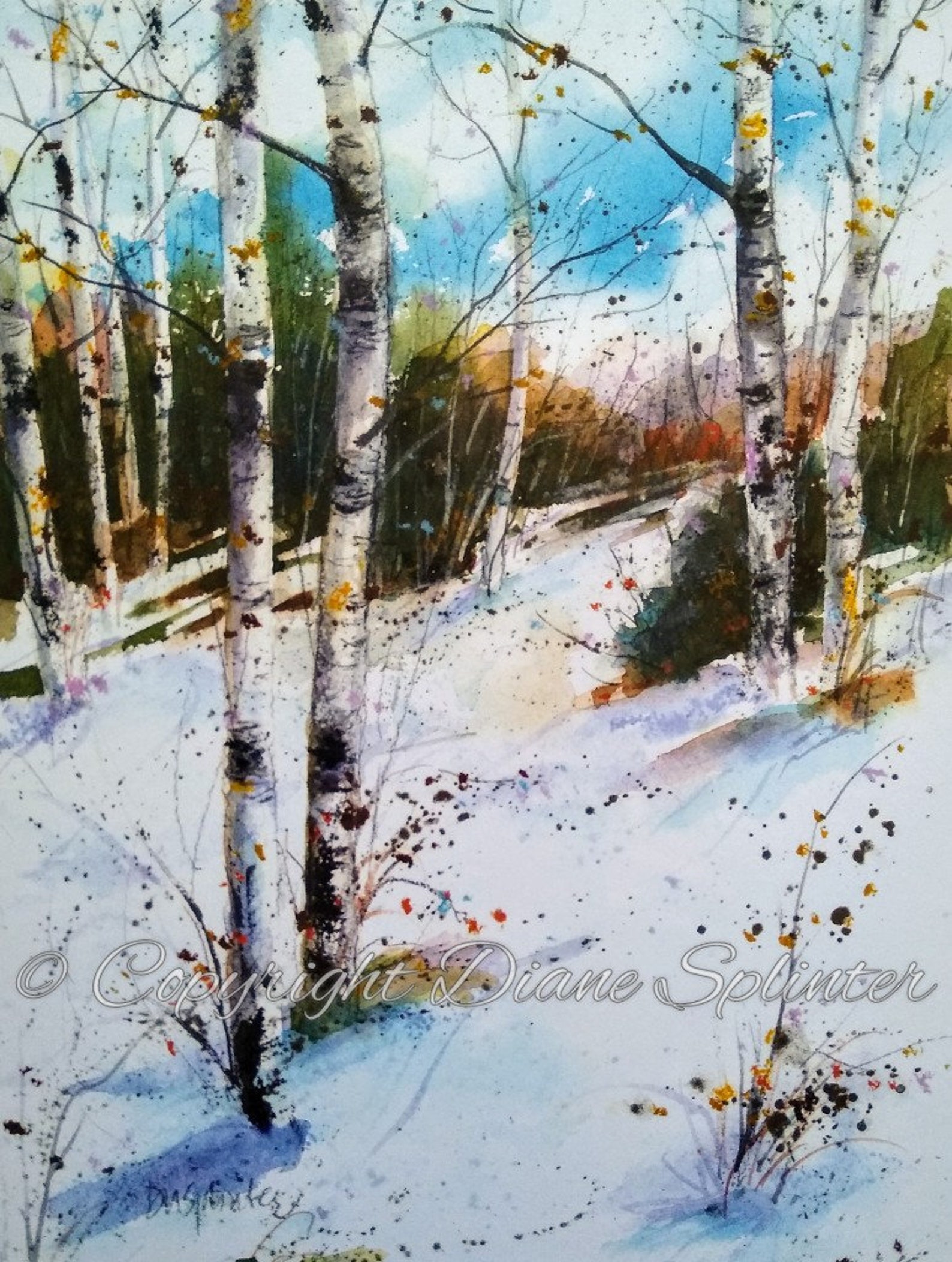 Birch Tree Print, Winter Birch, Birch Tree Print, Winter Snow Print ...