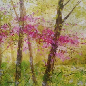 Spring Redbud Print, Spring Print, Pink Trees Print, Redbud Print ...